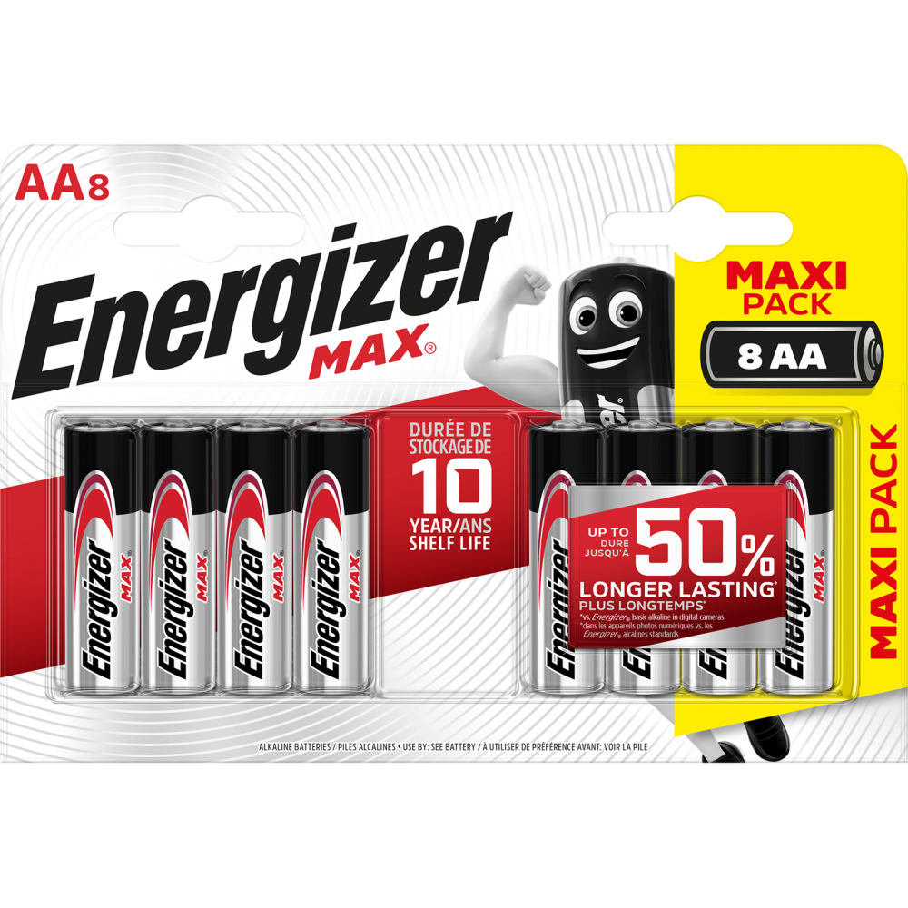 Confezione da 8 batterie alcaline aa Max, 1,2 V, ENERGIZER | Leroy Merlin