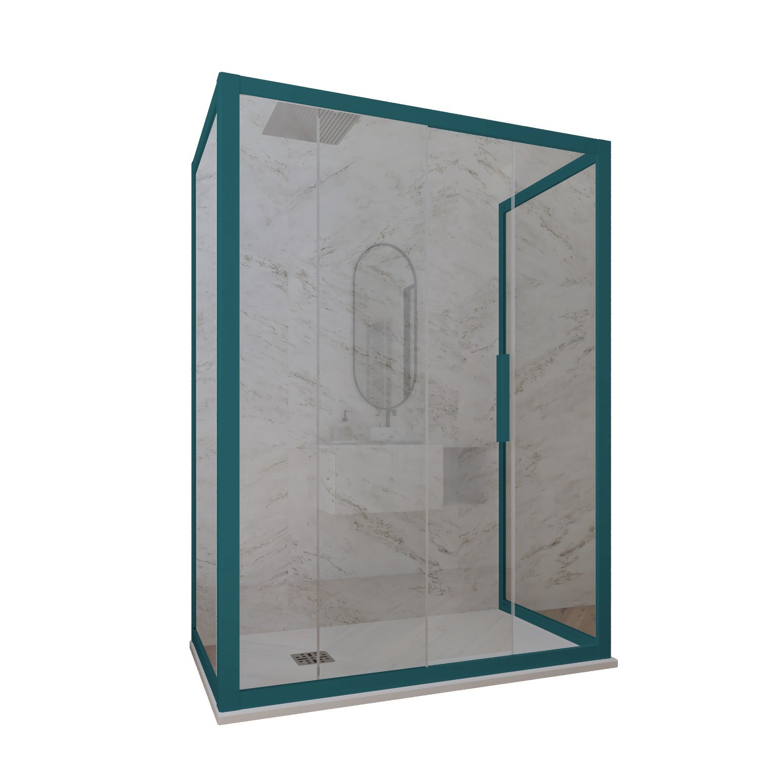 Cabine parois de douche coulissante 3 côtés 80x120x80 cm H 200 en PVC ...