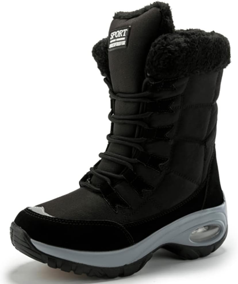 Bottes Hiver Femme Fourrées Bottes de Neige Imperméable - R1 Noir - 37 ...