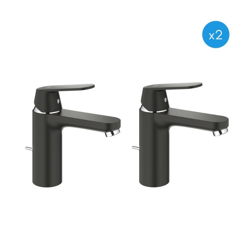 Grohe Juego de grifos monomando de lavabo de 2 1/2″ Tamaño M, negro ...