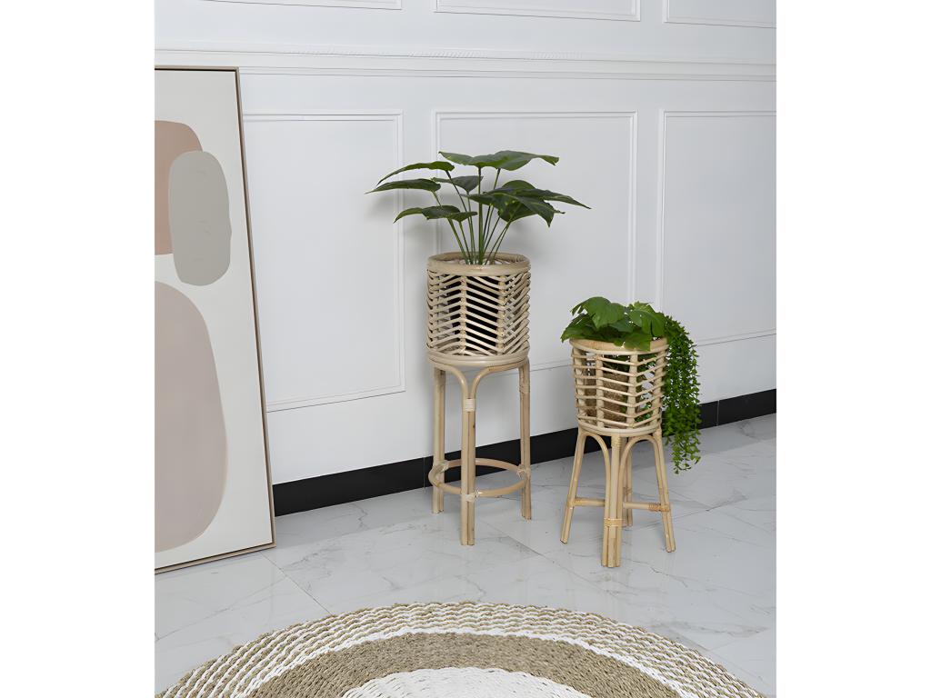 Cache-pot en rotin sur pied MASALA II - D25 x H56 cm - Naturel | Leroy ...