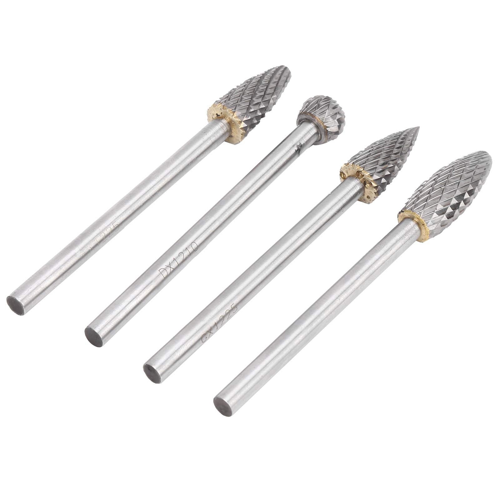 Lot de 4 limes rotatives argentées à tige de 6 mm en acier tungstène ...