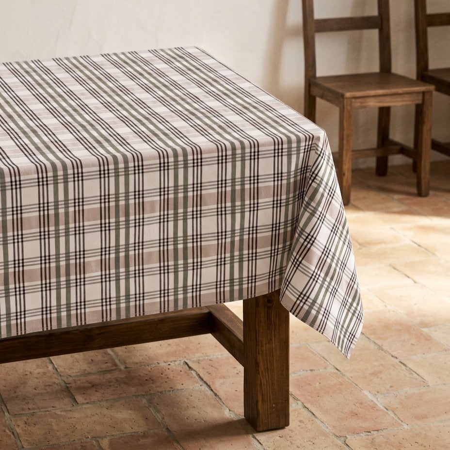 Mantel antimanchas algodón tacto tela cuadros verde 140x140 cm | Leroy ...