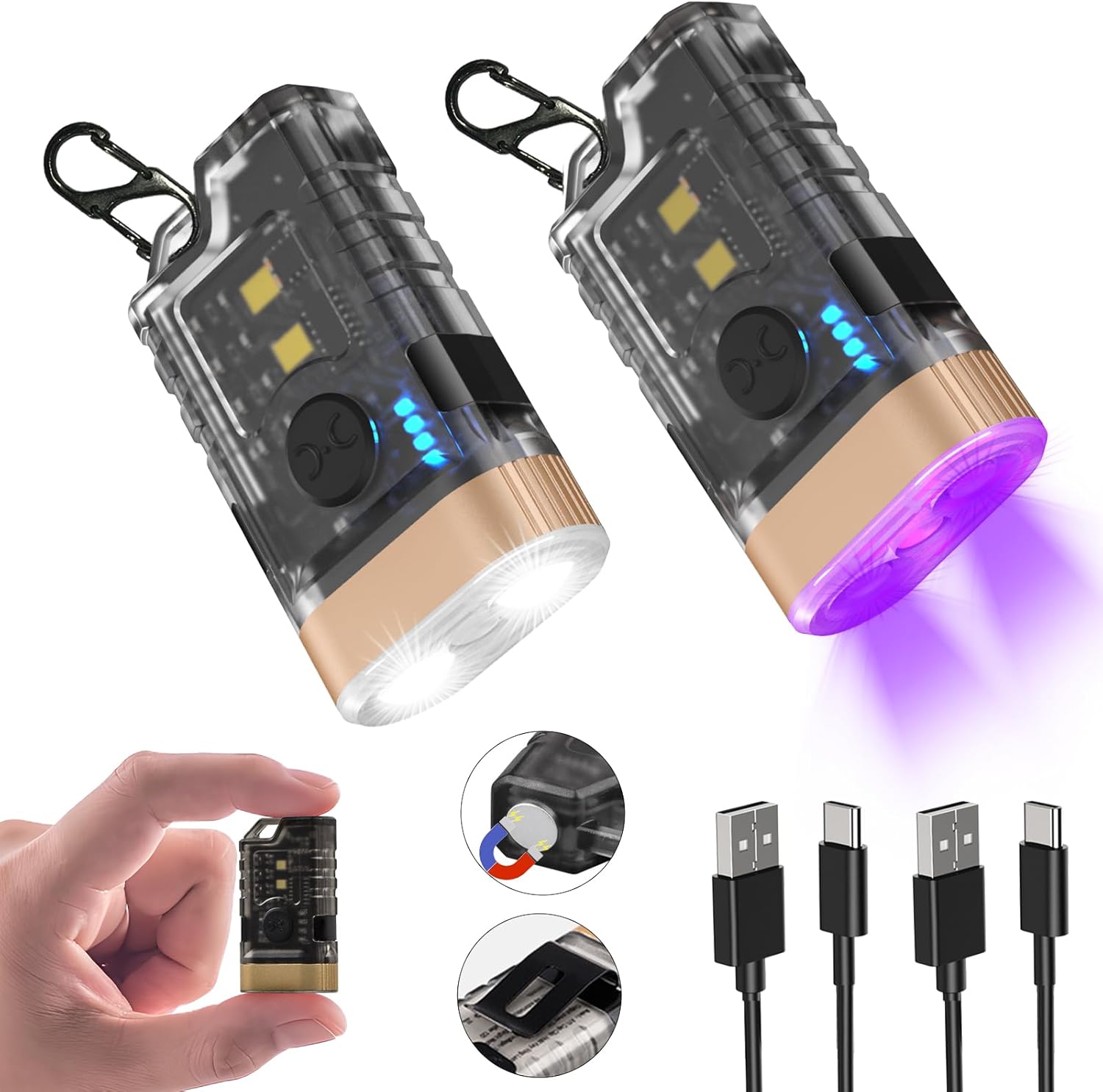 LED Small Powerful EDC Flashlight, 365nm UV Black Light, Mini Led ...