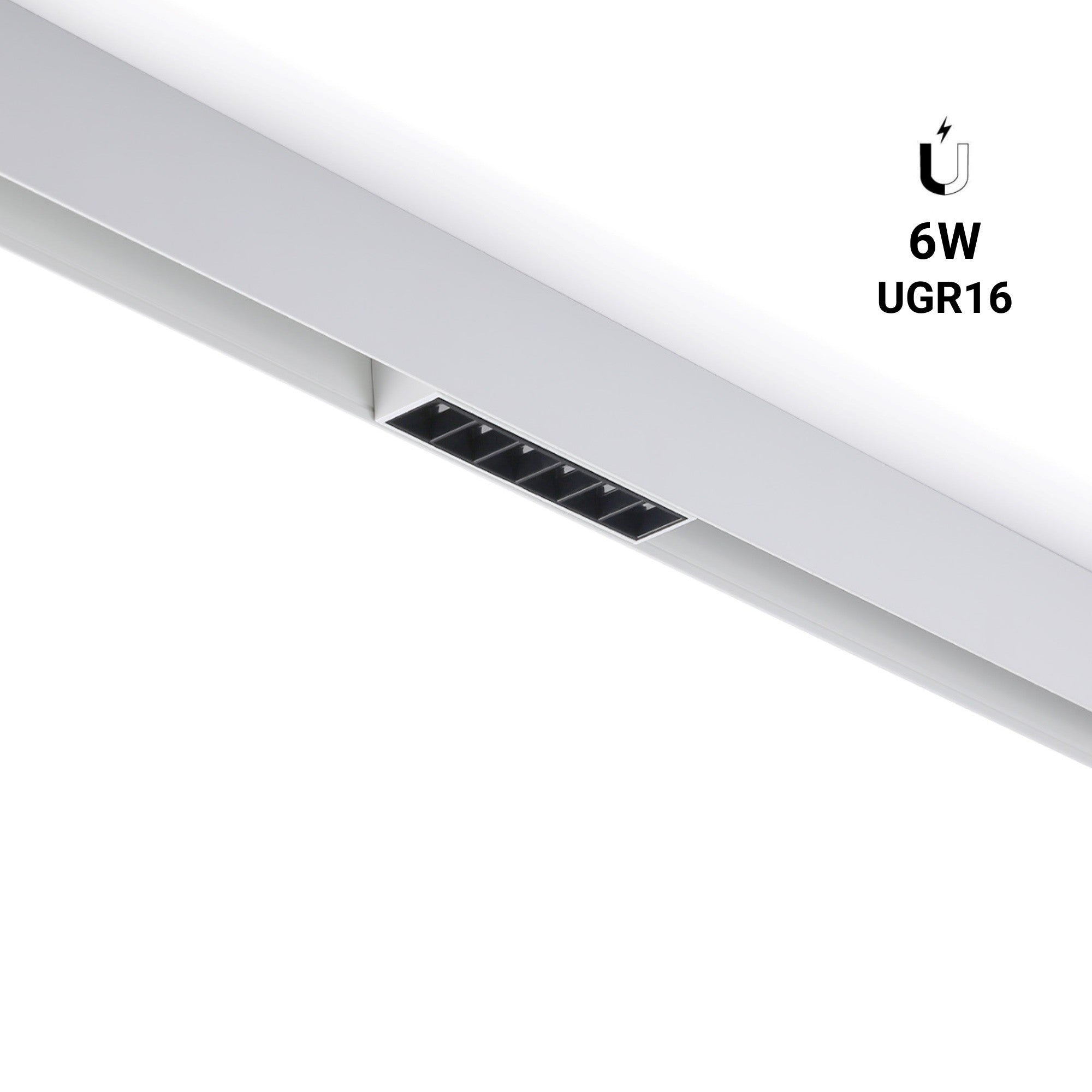 Spot LED linéaire sur rail magnétique 48V - 6W - UGR 16 - Blanc Chaud ...
