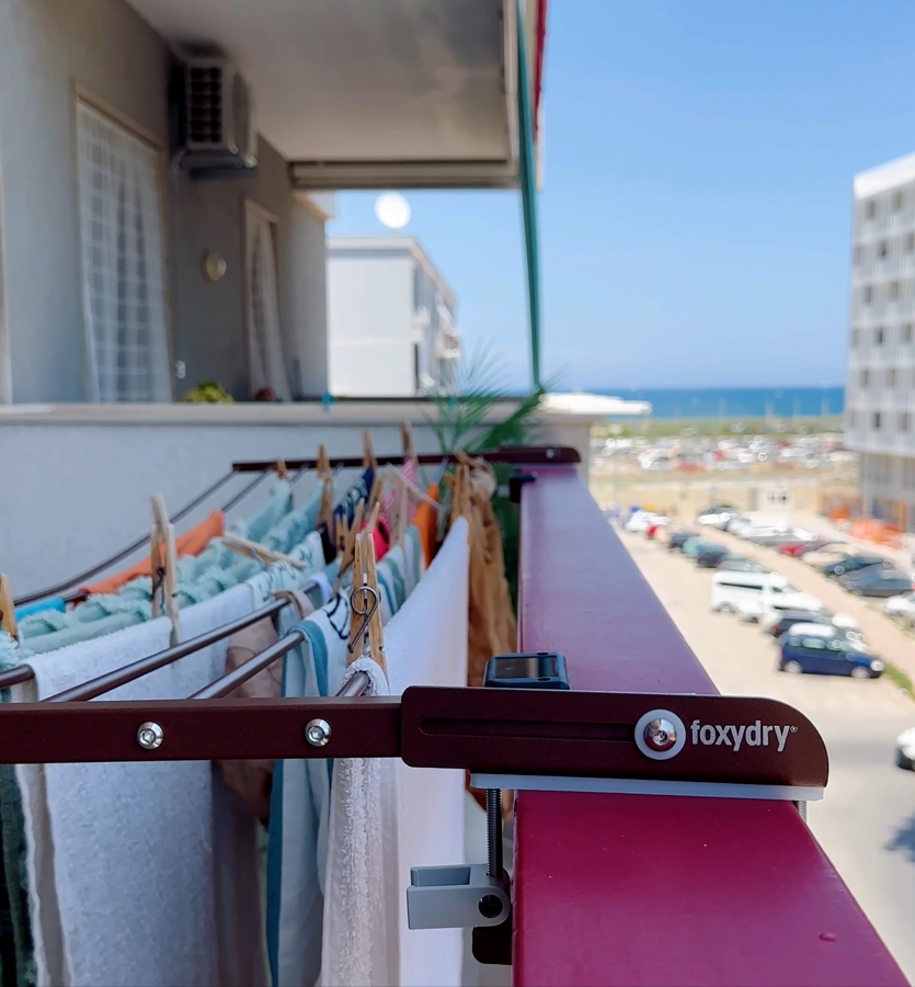 Étendoir de balcon rabattable, séchoir à linge pour rambarde extérieur ...