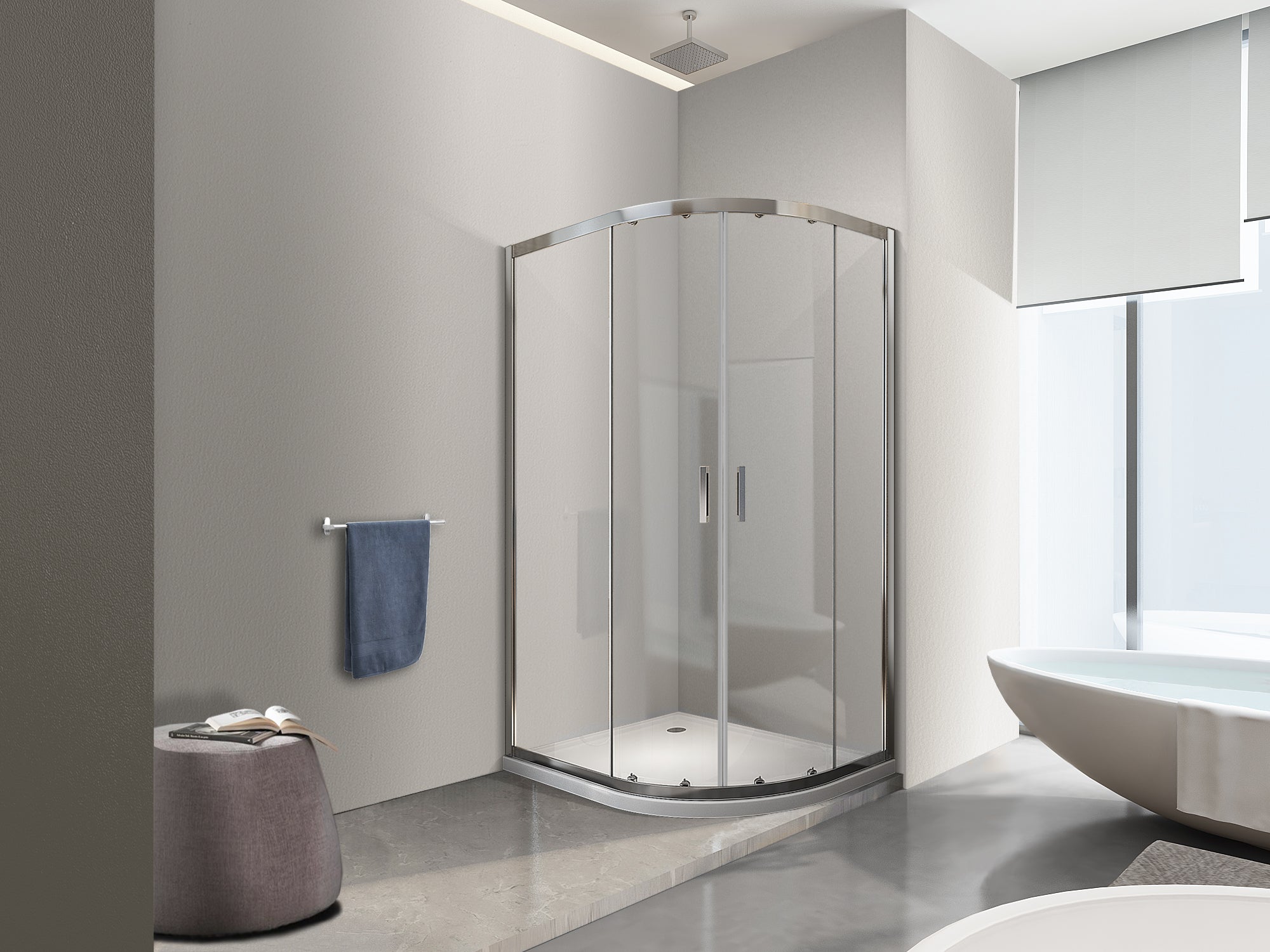 NALA Cabine de Douche de 6 mm angulaire semi-circulaire avec profil ...