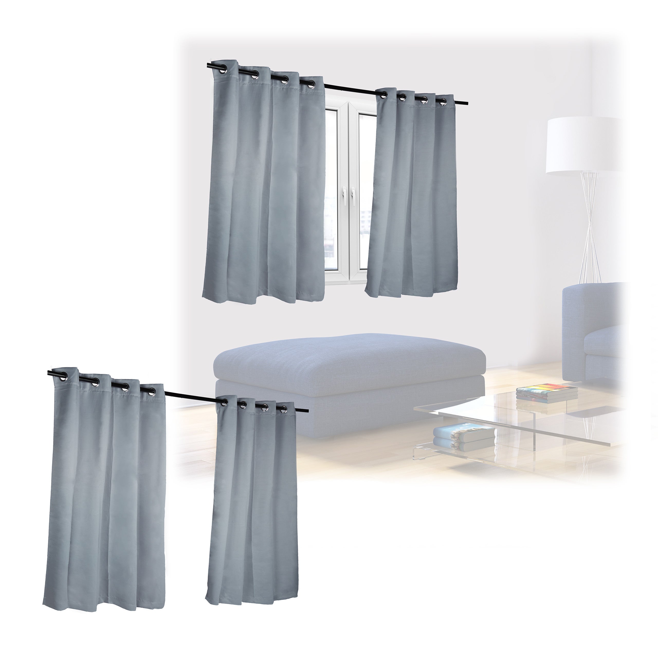 Relaxdays Rideaux jeu de 4, opaque, chambre à coucher, coupe-vue ...