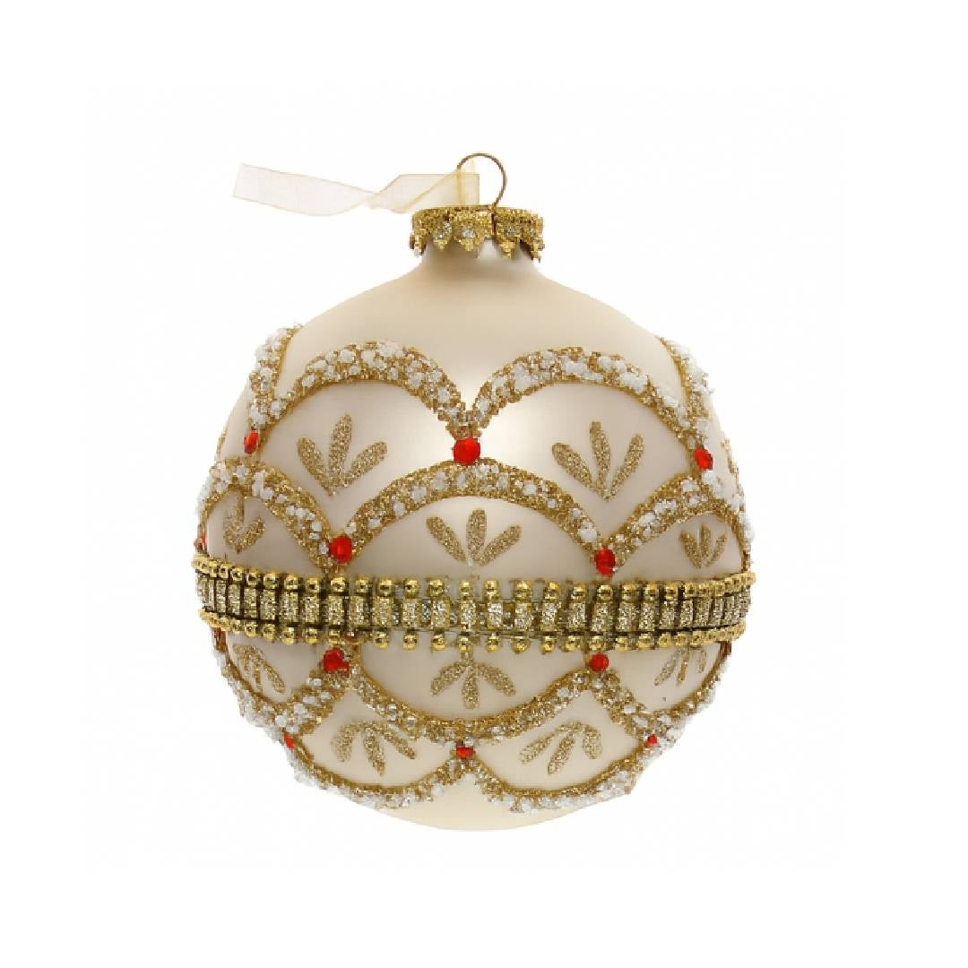 Boule de décoration de sapin de Noël en verre, Ø 10 cm, lot de 2, blanc ...