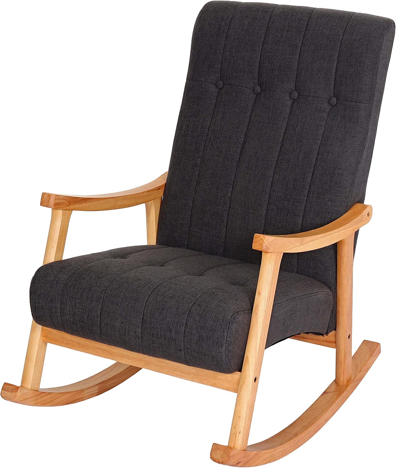 Fauteuil à bascule rocking chair relax avec accoudoirs en tissu gris ...