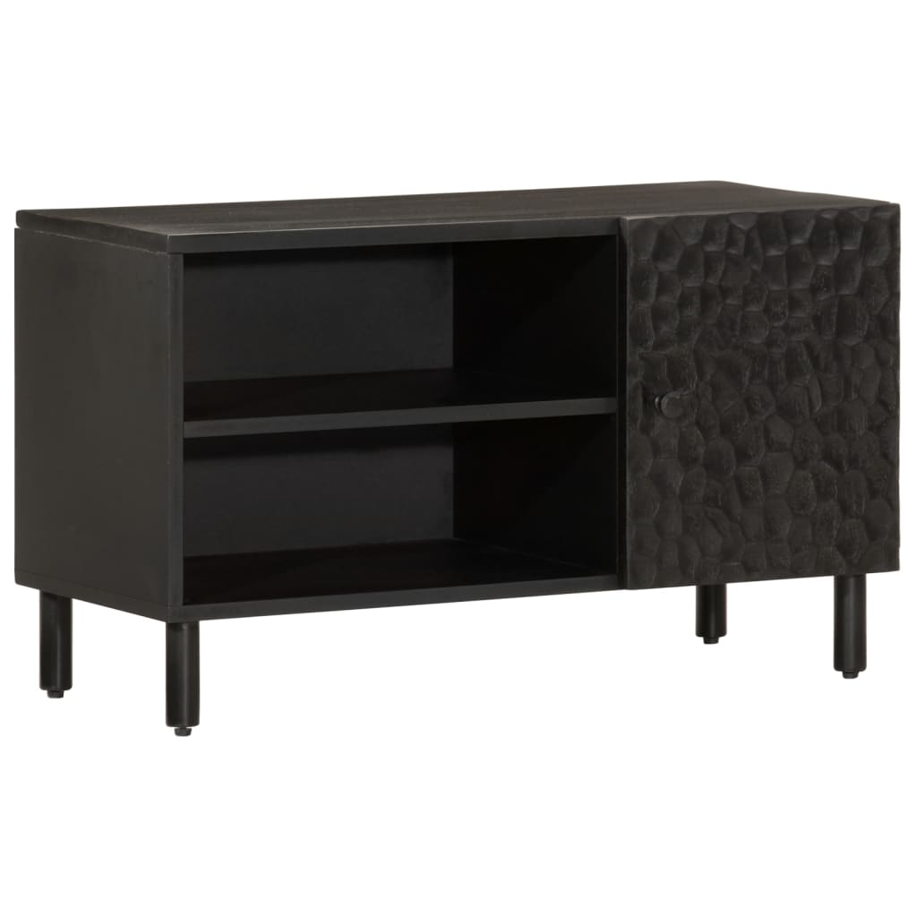 Mueble TV negro 80x31x46 cm madera maciza de mango | Leroy Merlin