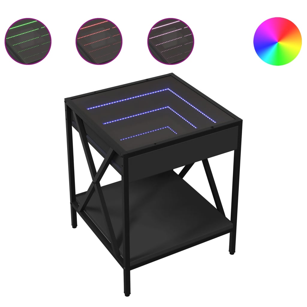 Table basse | Table d'appoint | Table de Salon avec LED Infinity noir ...