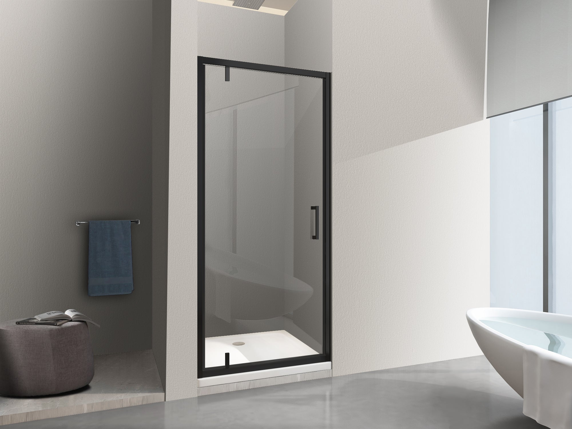 NALA Porte de douche à ouverture battante roto-translante avec pivots ...