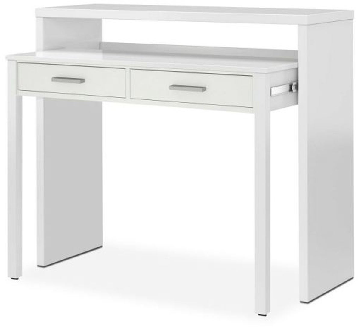 Bureau Console Extensible Coloris Blanc Artik - 87 X 98 X 36 Cm -pegane ...