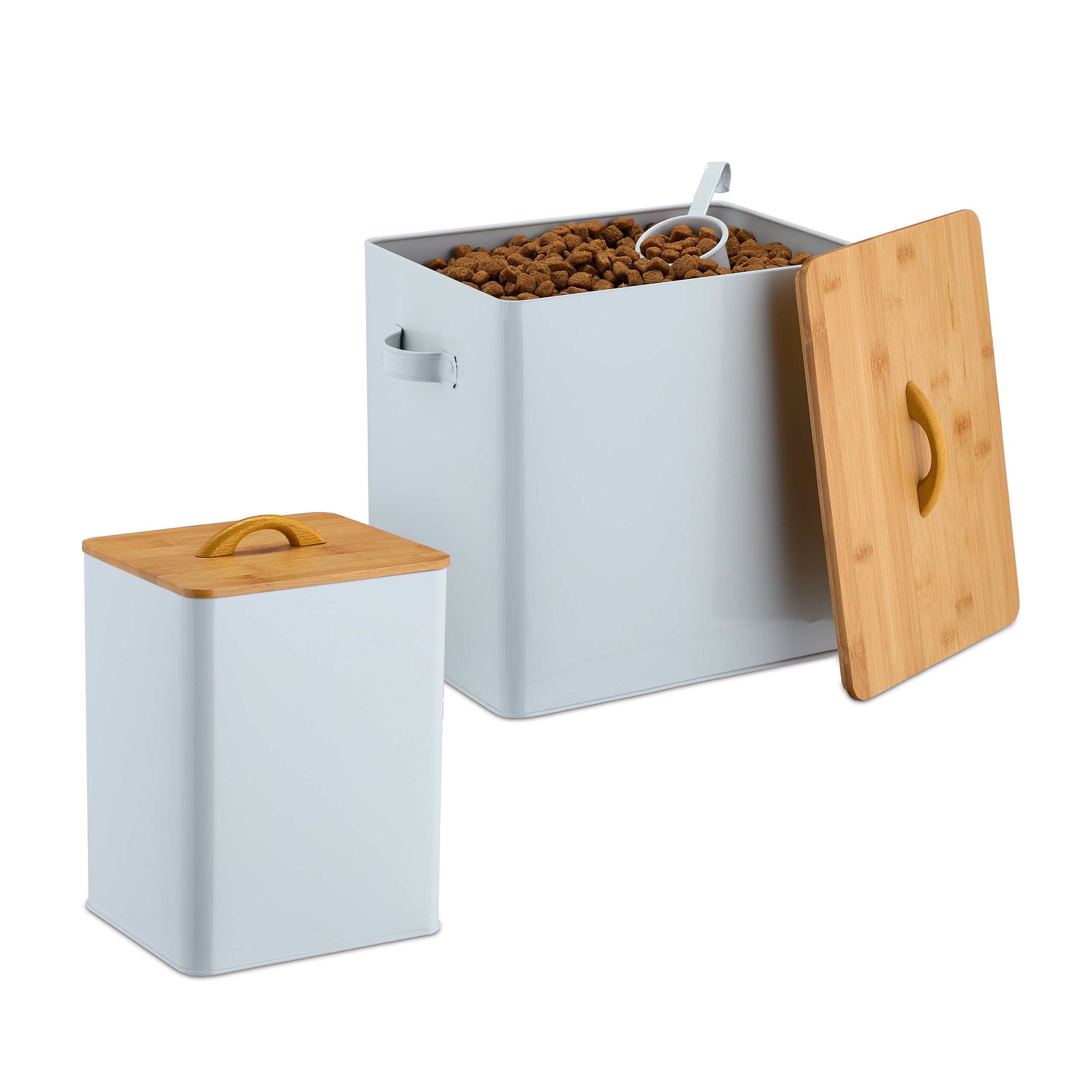 Relaxdays Scatola per Crocchette Cane, Set 2 Contenitori Cibo per Gatti ...