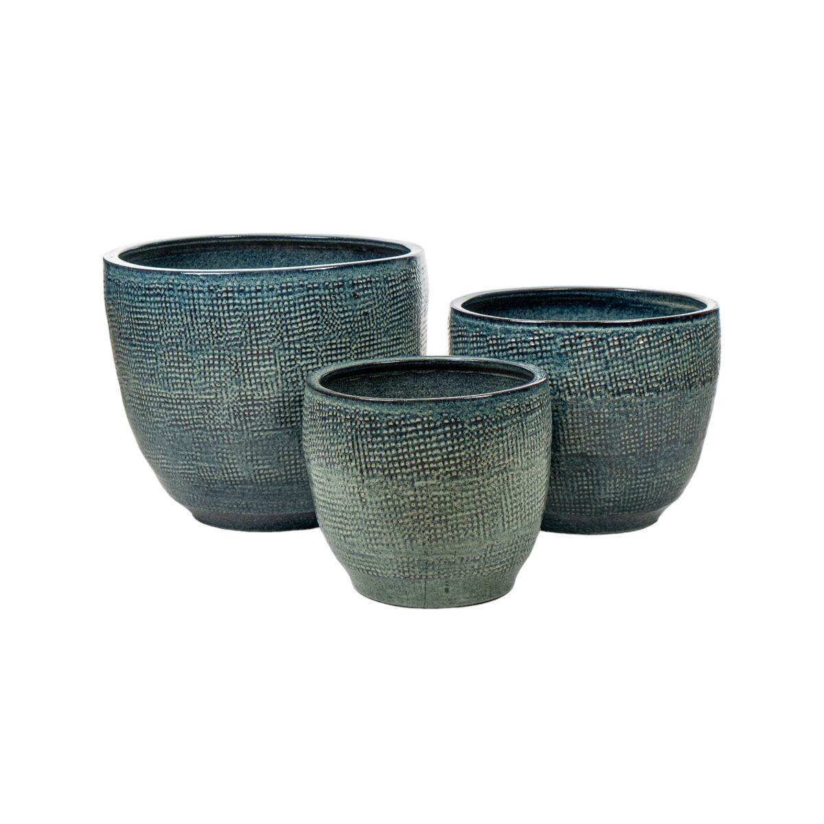 Set de Maceteros Romimex Azul Porcelana (3 Piezas) | Leroy Merlin