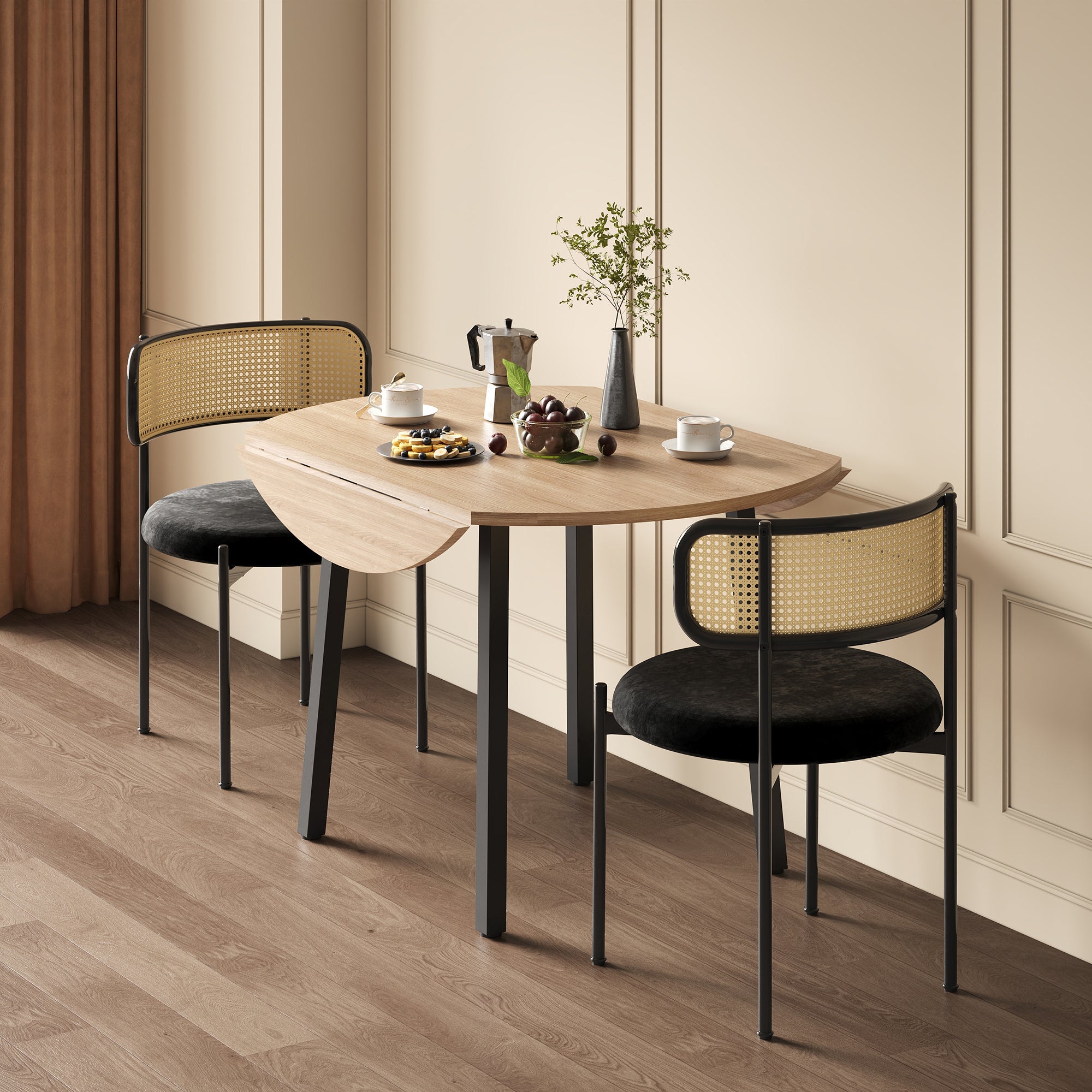 Mesa de comedor redonda plegable 100x100x75 cm, tablero abatible a dos ...