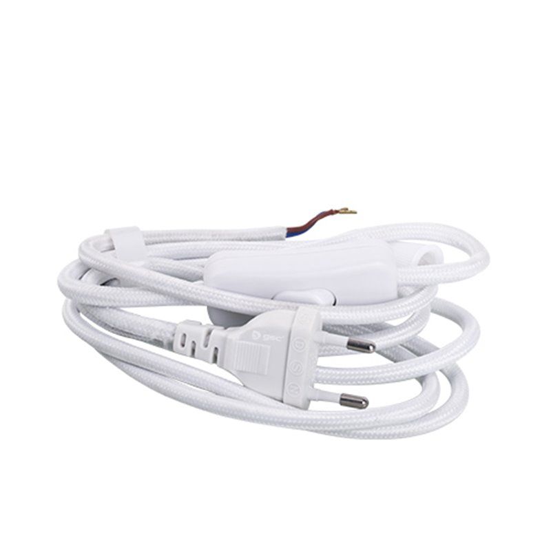 Cable textil 1.5M (2x0.75mm) clavija + interruptor Blanco GSC 001102961 ...
