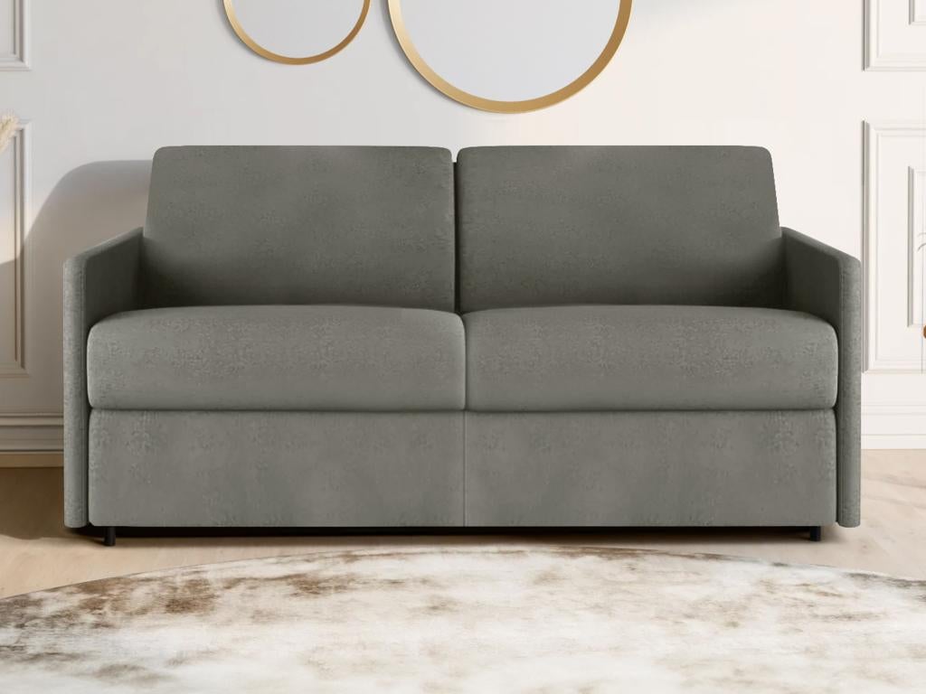 Sofá cama italiano 3 plazas de tela CALIFE - Gris claro - Cama 140 cm ...