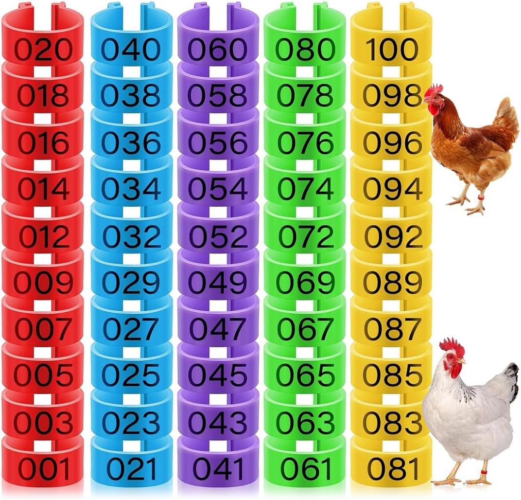 50 anelli identificativi per polli, anelli a clip per zampe di pollo ...