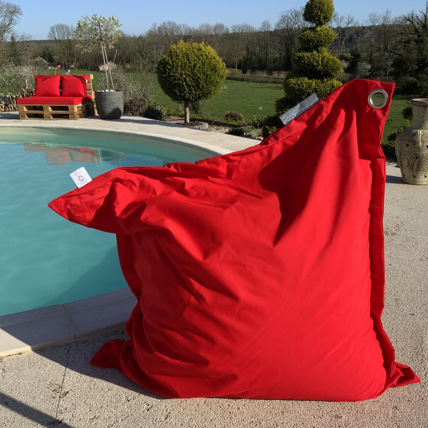 Housse pour big coussin - Rouge - 140x140 cm - Polyester | Leroy Merlin