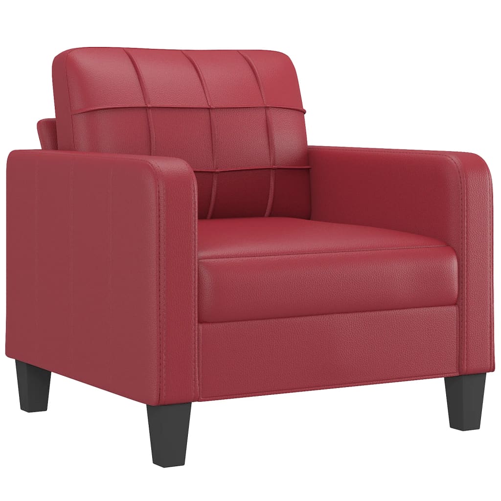 Sillón de salón | Silla | Sillón cuero sintético rojo tinto 60 cm ...