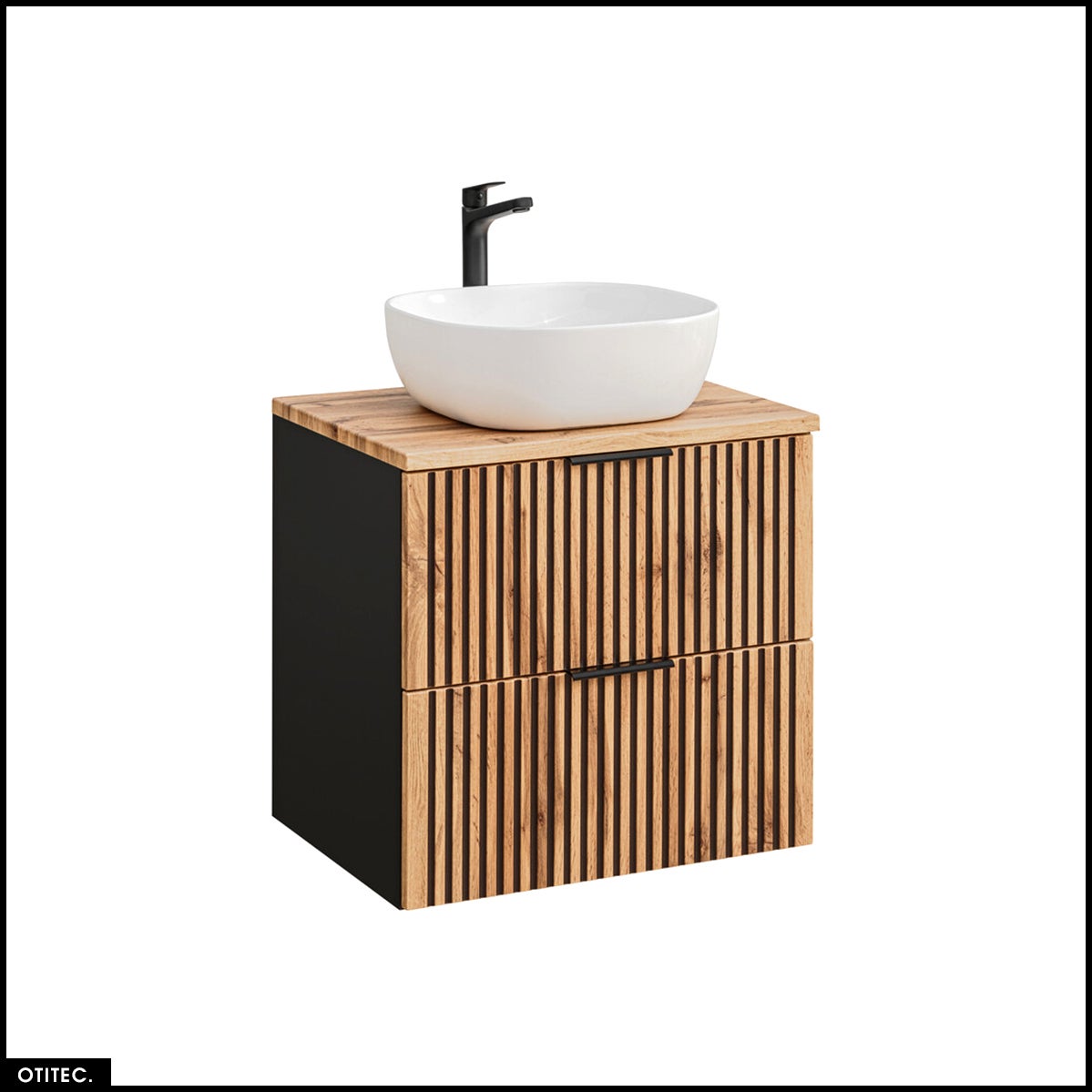 Meuble sous vasque - 60 cm - avec Plan et Vasque à poser - WOTANIA ...