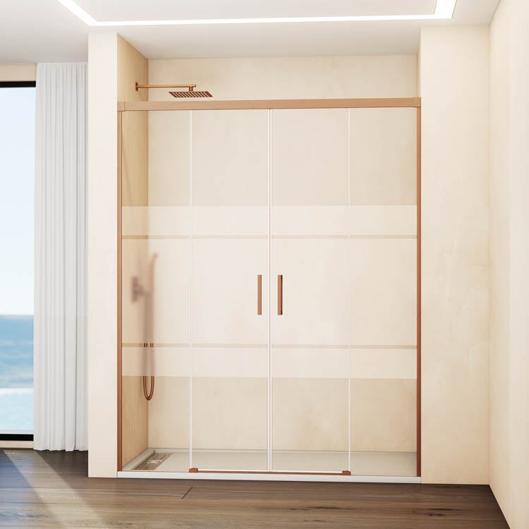 BOX DOCCIA 2 FISSI + 2 SCORREVOLI 132-142 cm. MODELLO: BASICA RAME ...