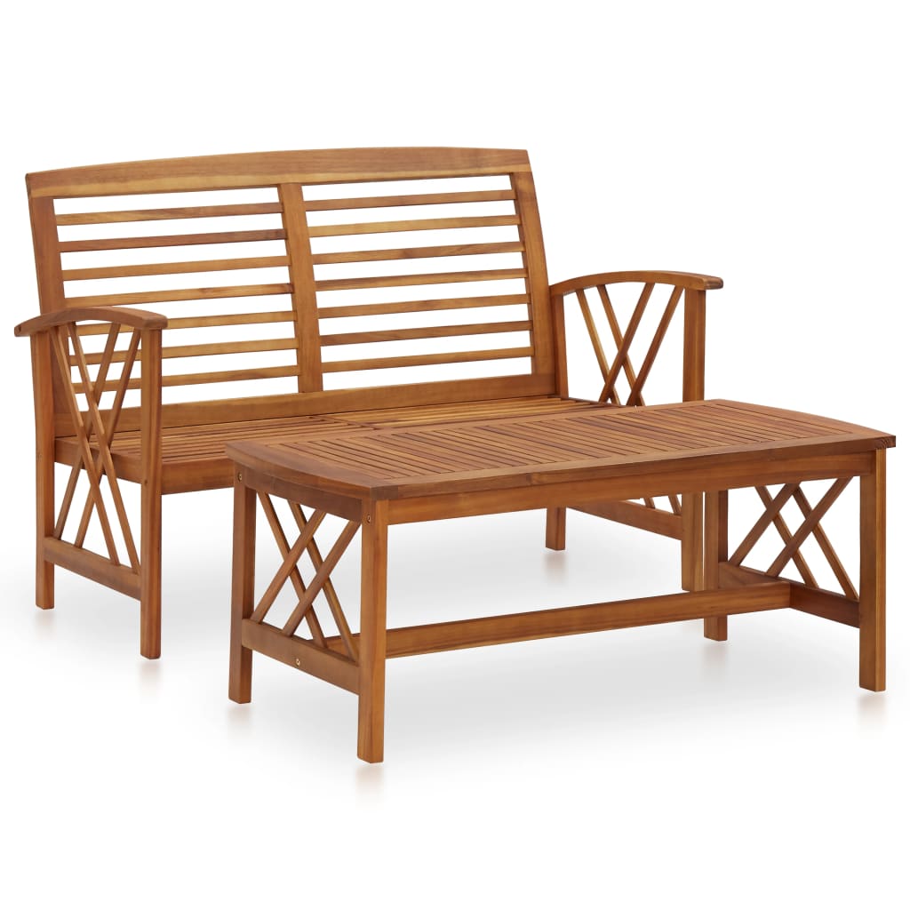 Salon de jardin 2 pcs Bois d'acacia solide | Leroy Merlin