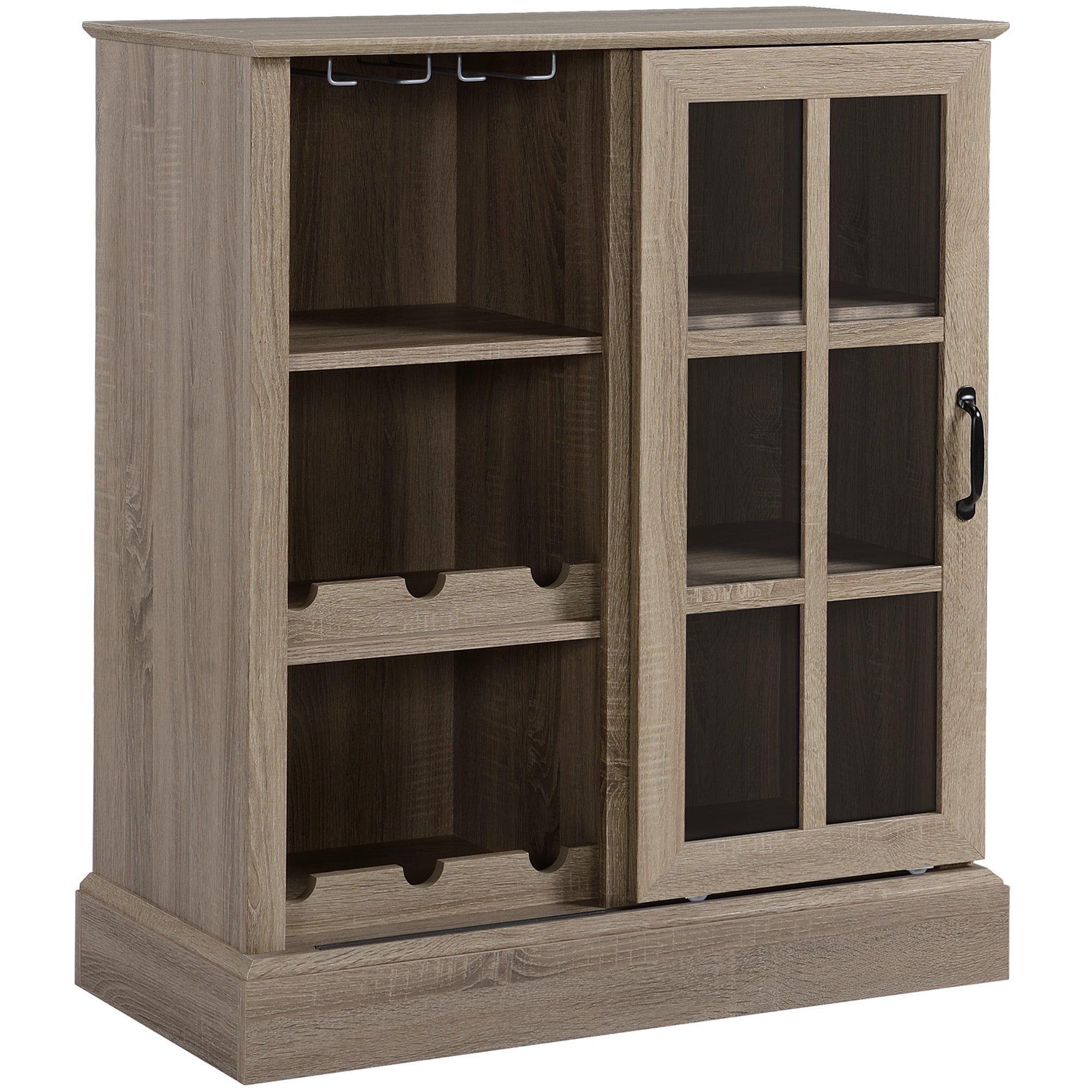 Aparador de cocina con puerta de vidrio HOMCOM 79x39x92 cm café_835-396 ...