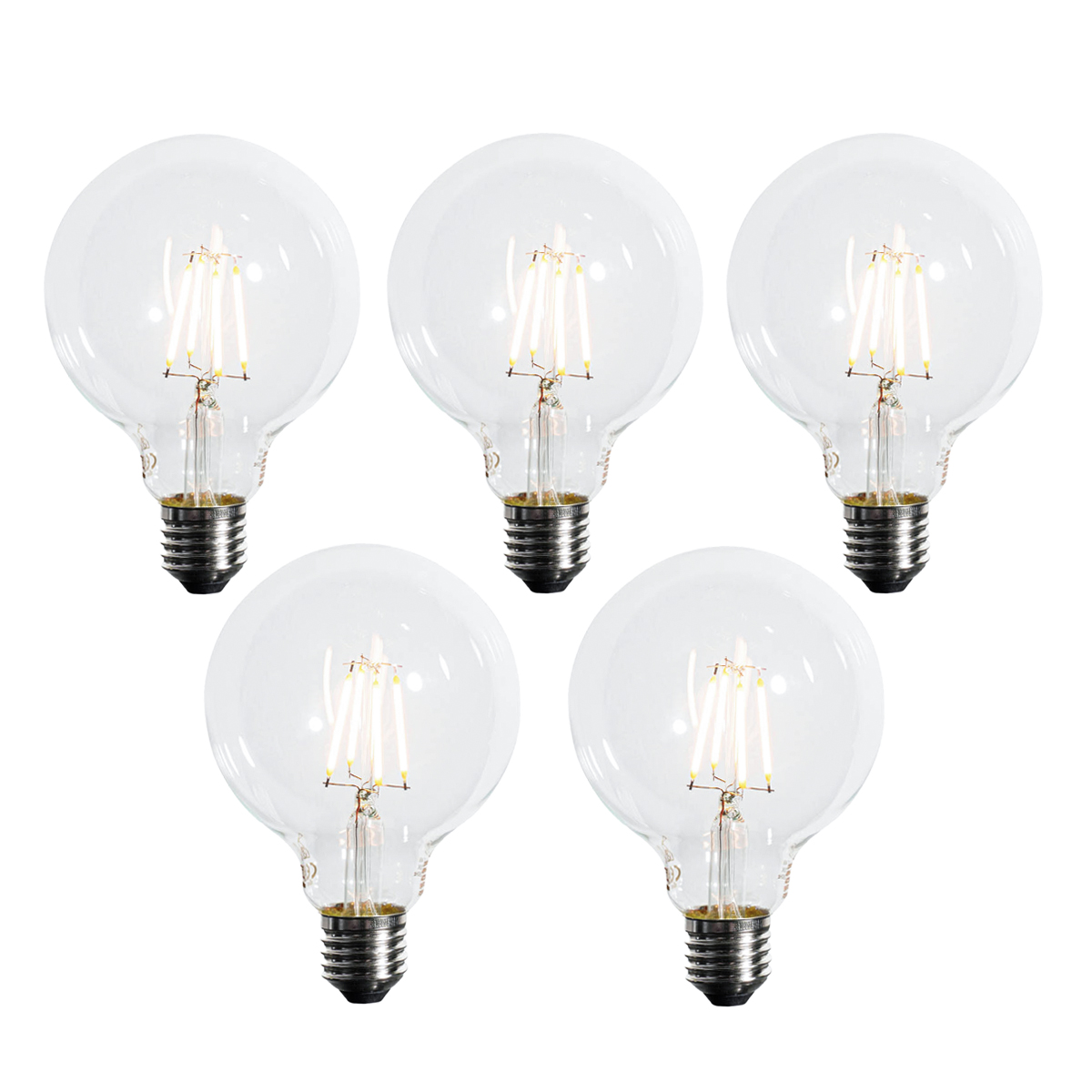 Lot de 5 ampoules LED E27 à intensité variable en 3 étapes G95 4W 450 lm 2700K | Leroy Merlin