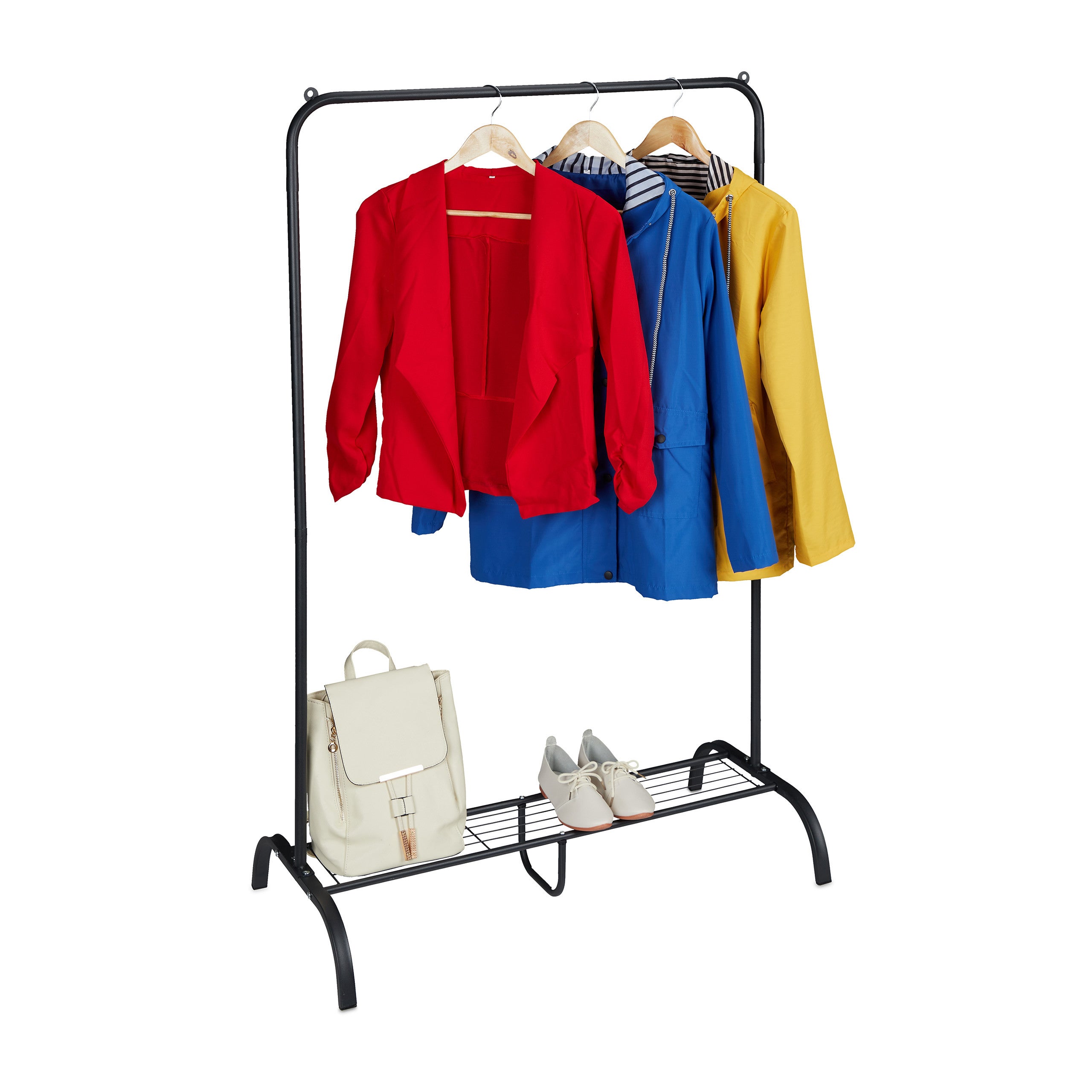 Relaxdays Burro de Ropa, Metal, Balda, Dormitorio, Barra para Perchas ...