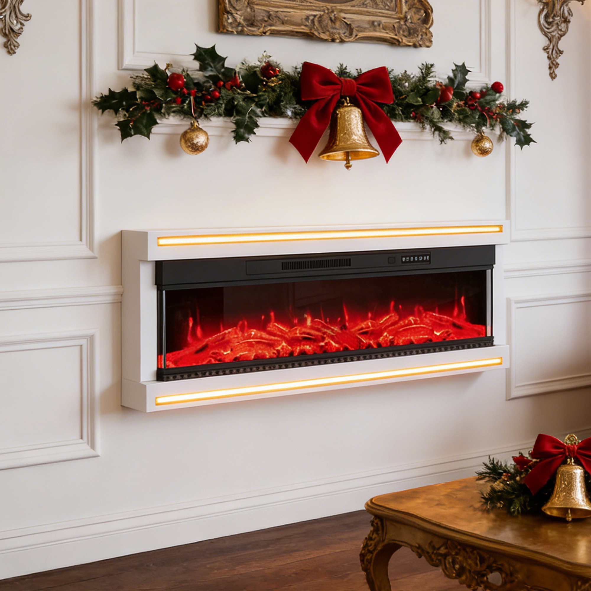 Cheminée électrique - COZY - 1500W - avec effet flamme en LED - 161 cm ...