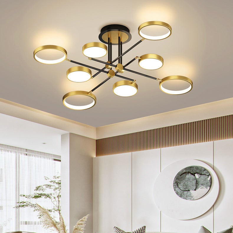 Lámpara de araña LED de 8 luces, lámpara de techo regulable de 96 W con ...