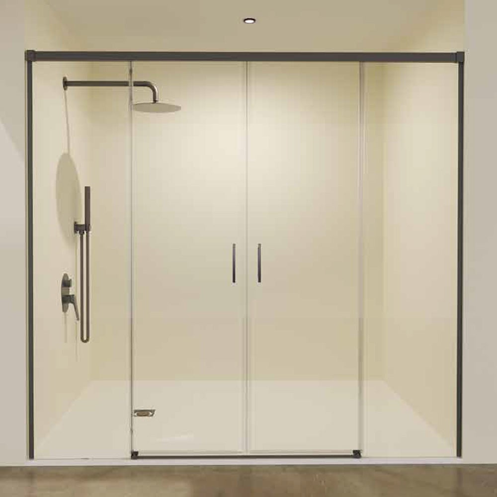 Mampara Douche Frontale 2 Fixes + 2 Portes Coulissantes | Verre Trempé ...