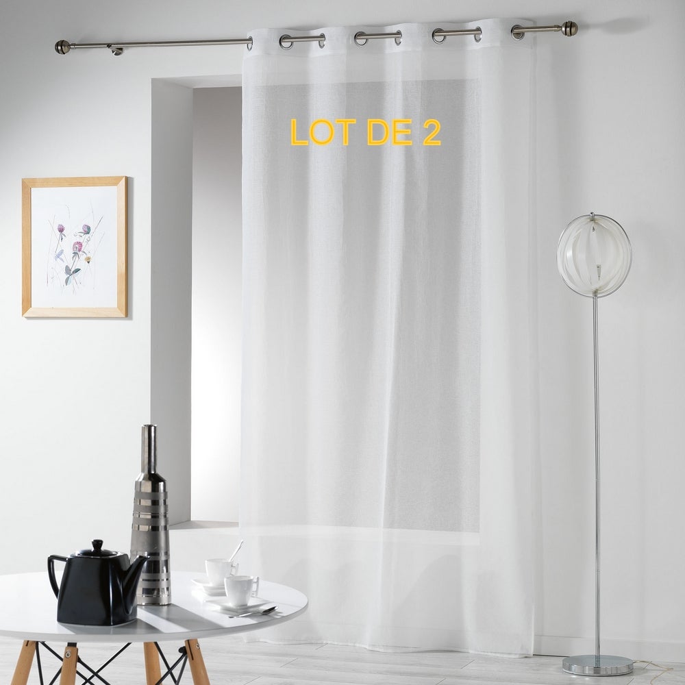 Lot de 2 panneaux a oeillets 140 x 240 cm etamine crash telma Blanc ...