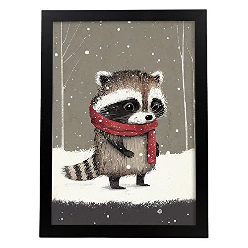 Nacnic Mignon Mapache Bébé Avec Rouge. Impressions D'art Mural ...