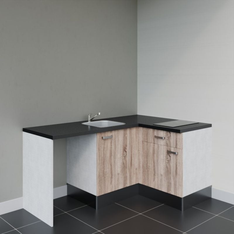 Kitchenette d'angle KA01L-PT avec plan de travail et évier - Façade ...