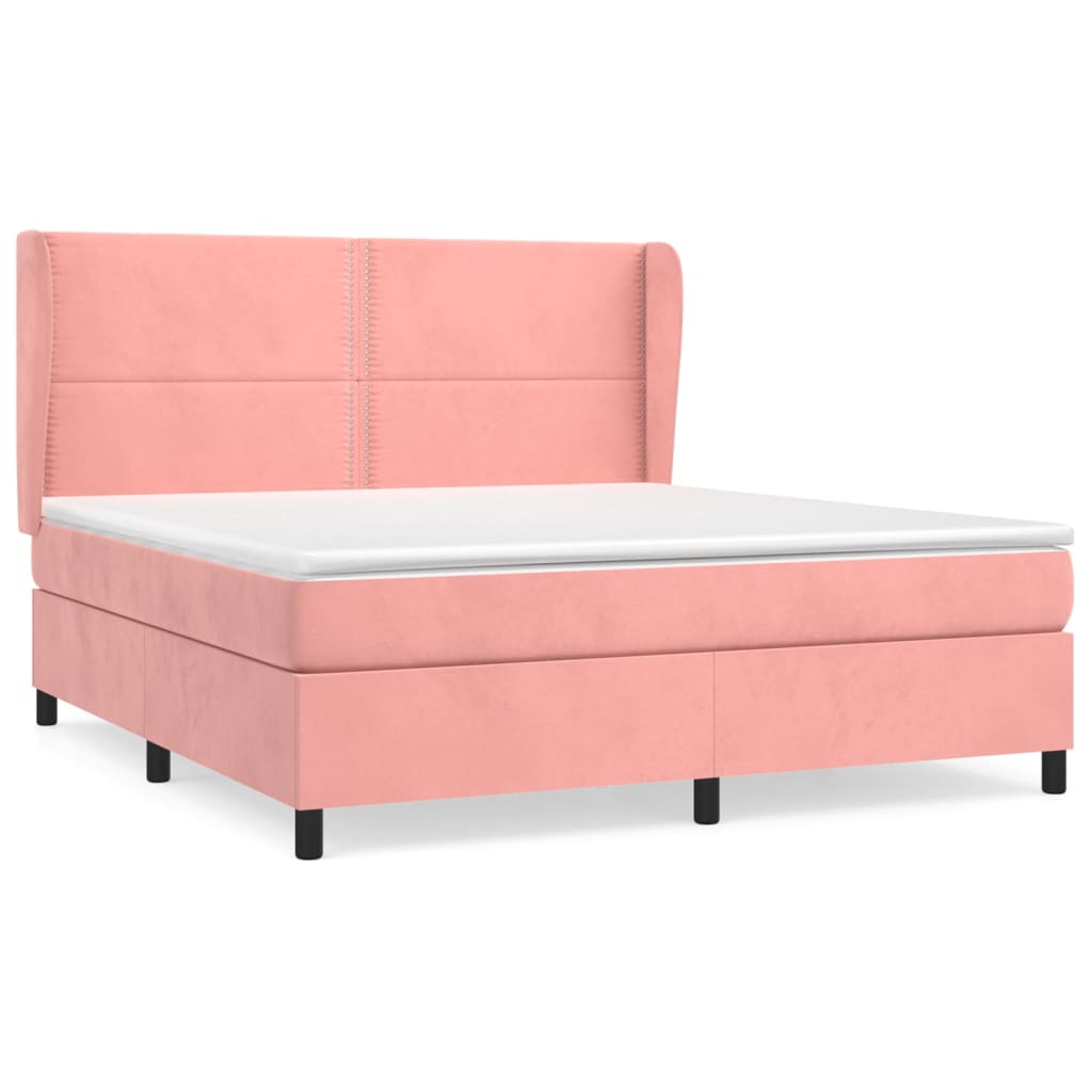 VidaXL Cama box spring con colchón terciopelo rosa 160x200 cm | Leroy ...