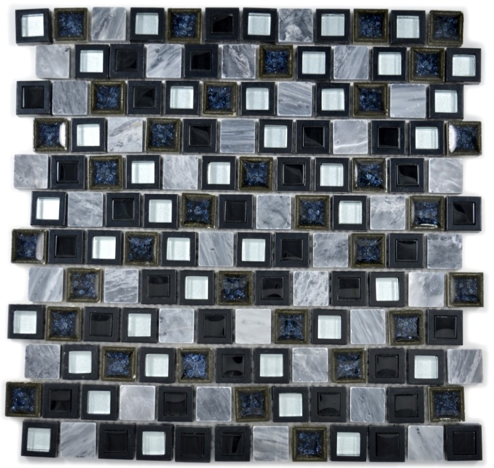 Mosaico de vidrio de piedra natural mármol plástico gris negro ...