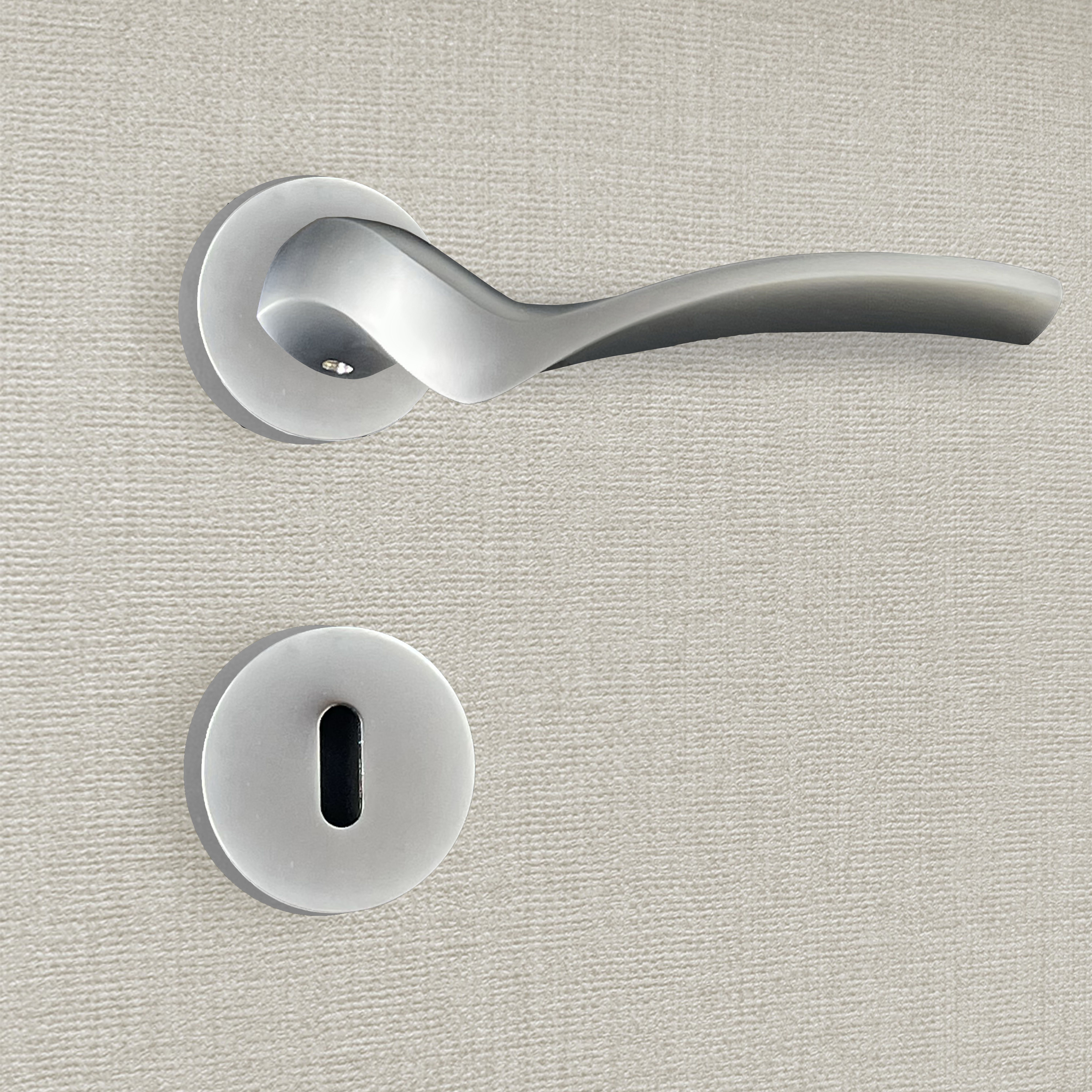 Poignée de porte design à clé finition aspect chrome mat Carla ...