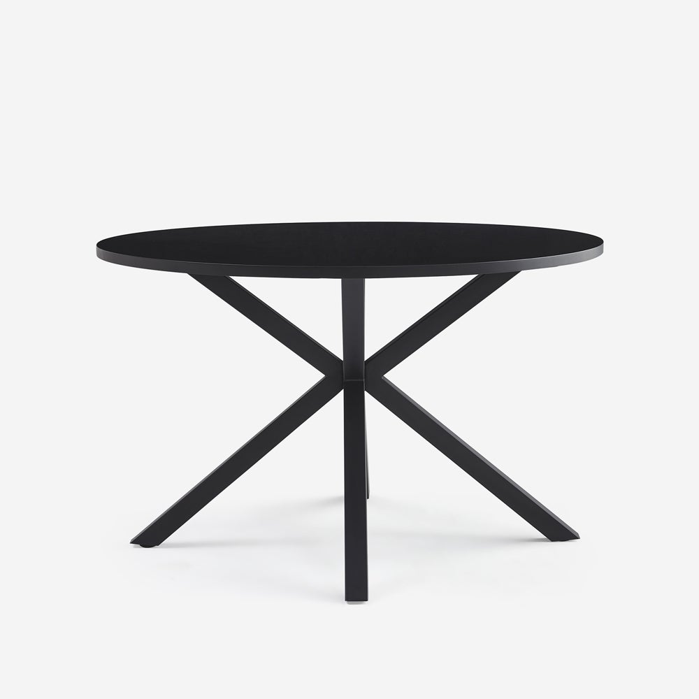 Table ronde noire 120cm avec pieds croisés pour cuisine séjour Samu ...