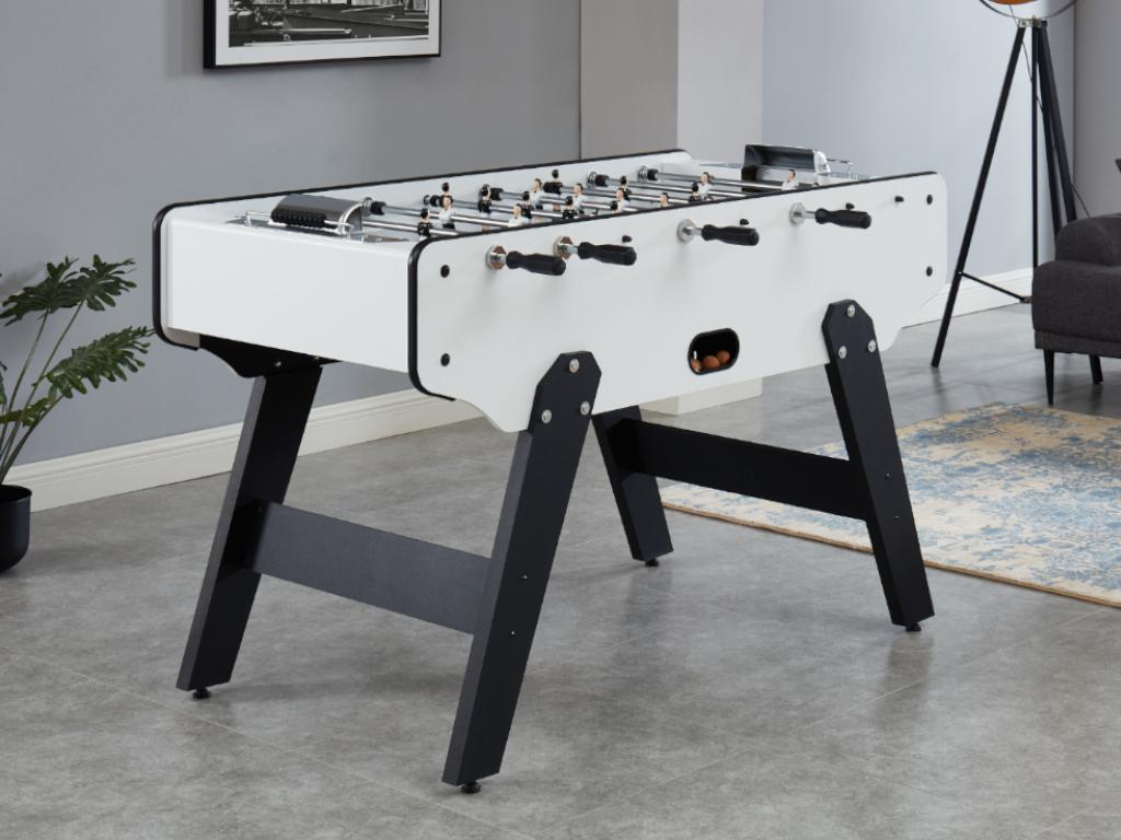 Baby foot style industriel en MDF - L153 x P77.6 x H96 cm - Blanc ...