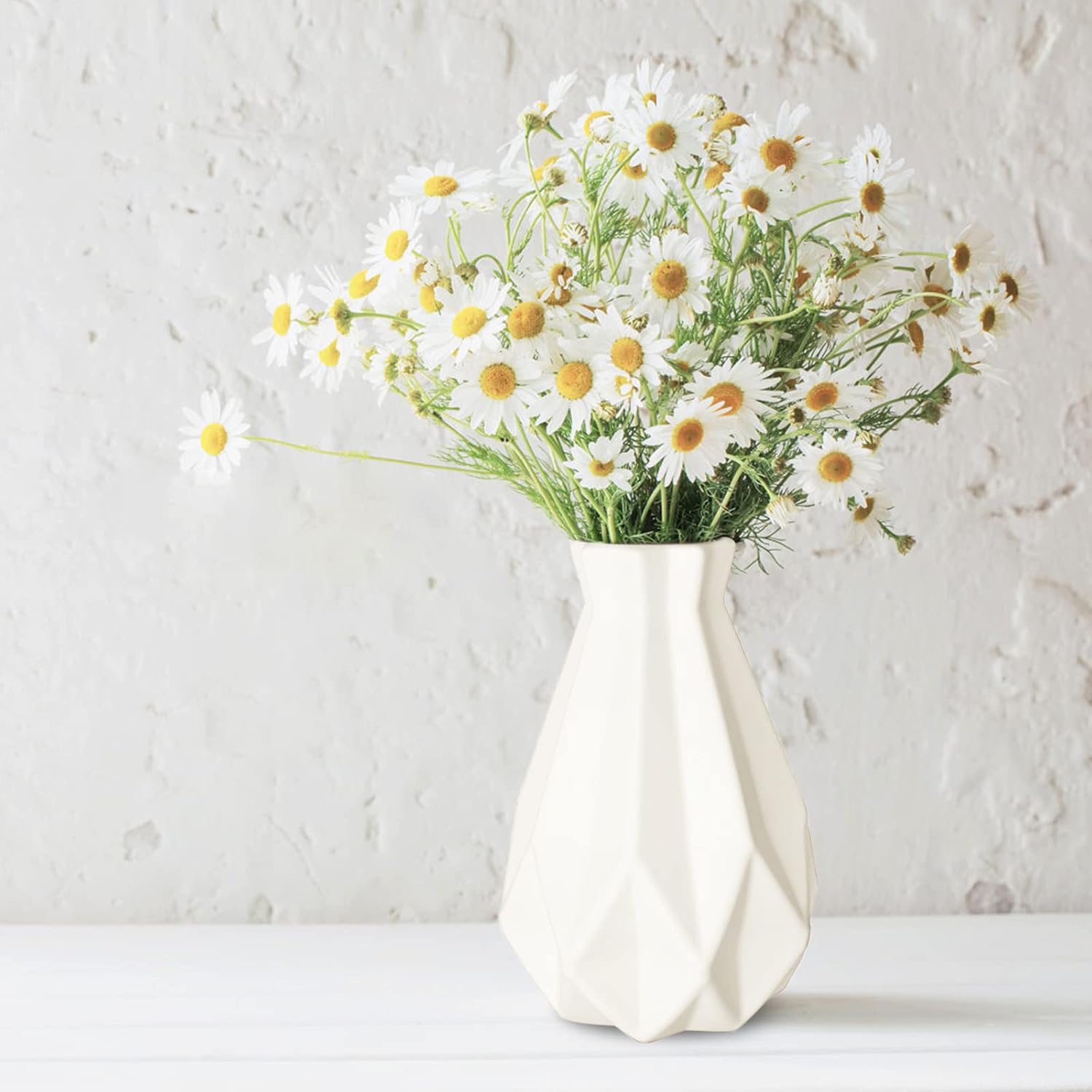Vase pour Fleurs LEGO - Grand Vase Blanc Géométrique et Rustique, Déco ...