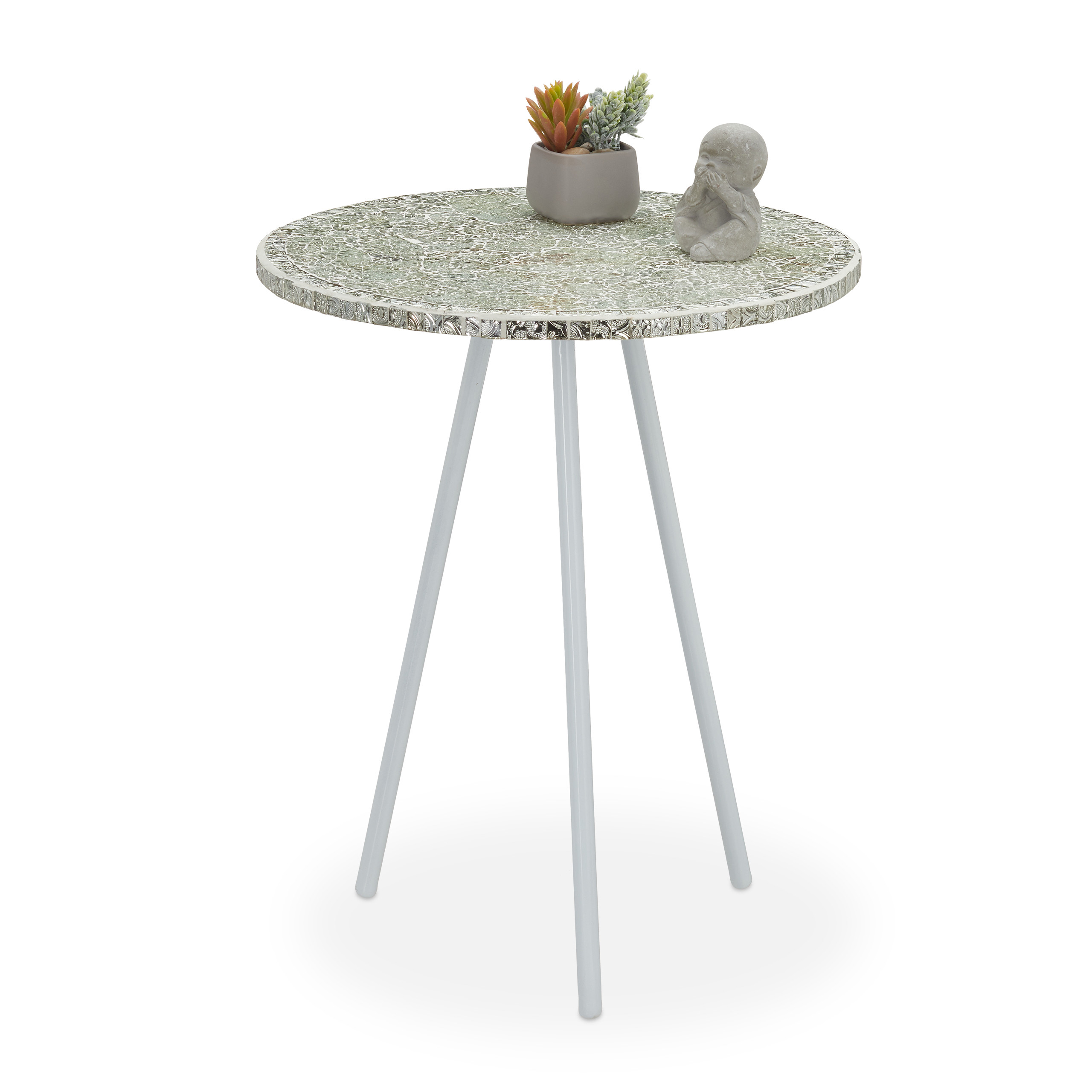 Relaxdays Table ronde mosaïque, Table d’appoint, Décorative, Table de jardin, fait main, HxD: 50 ...
