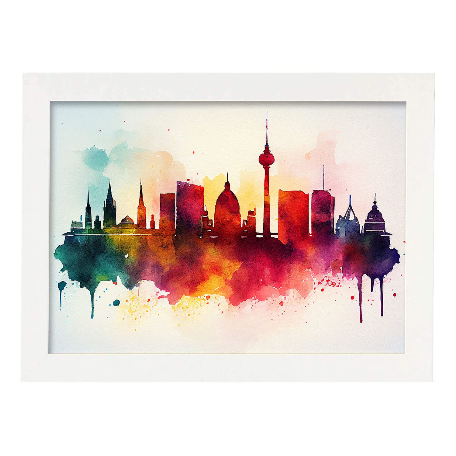 Nacnic Berlin Affiche Dans L'horizon Abstrait De Style Aquarelle Et De L'du Monument Impression ...