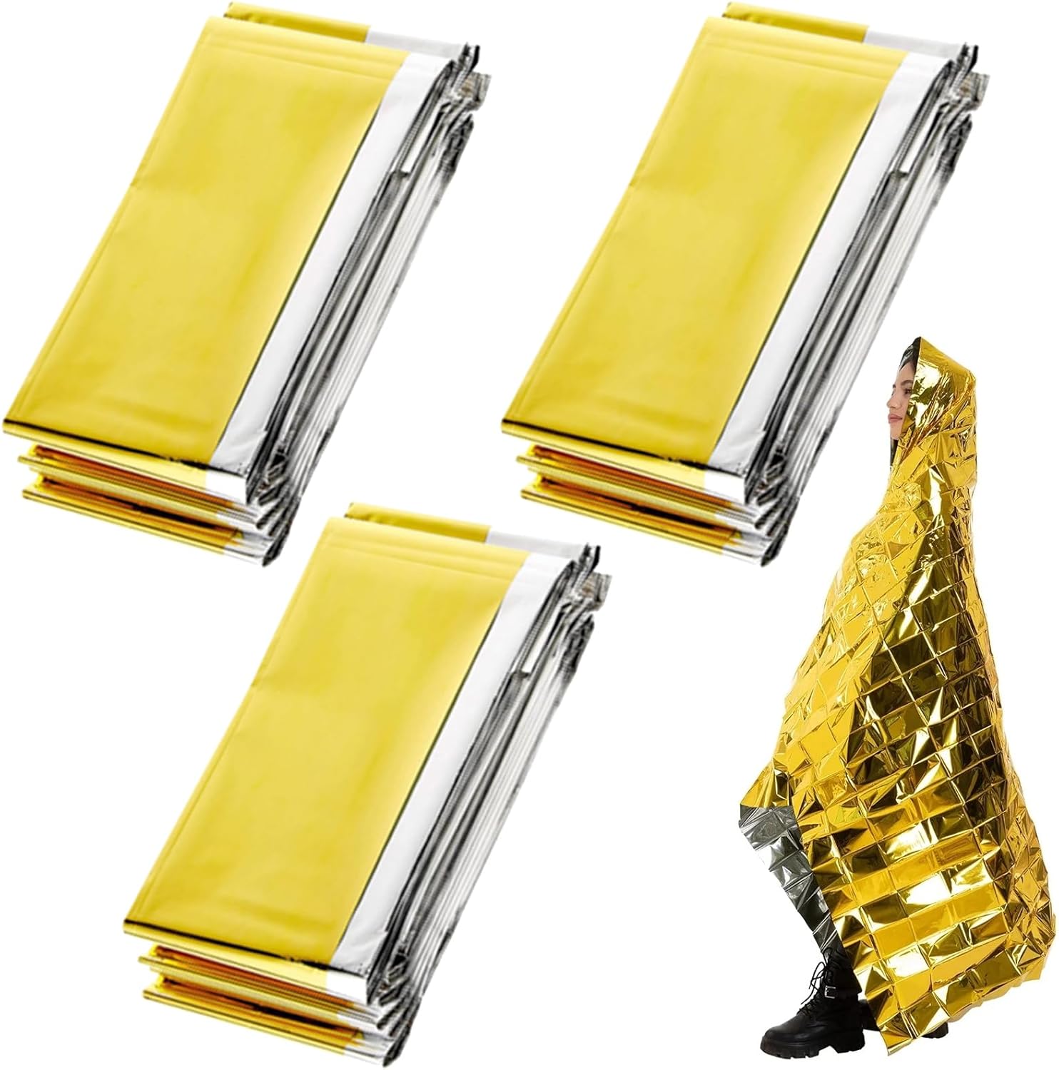 Couverture Thermique Or Argenté, couverture d'urgence, 3 Pièces 210× ...