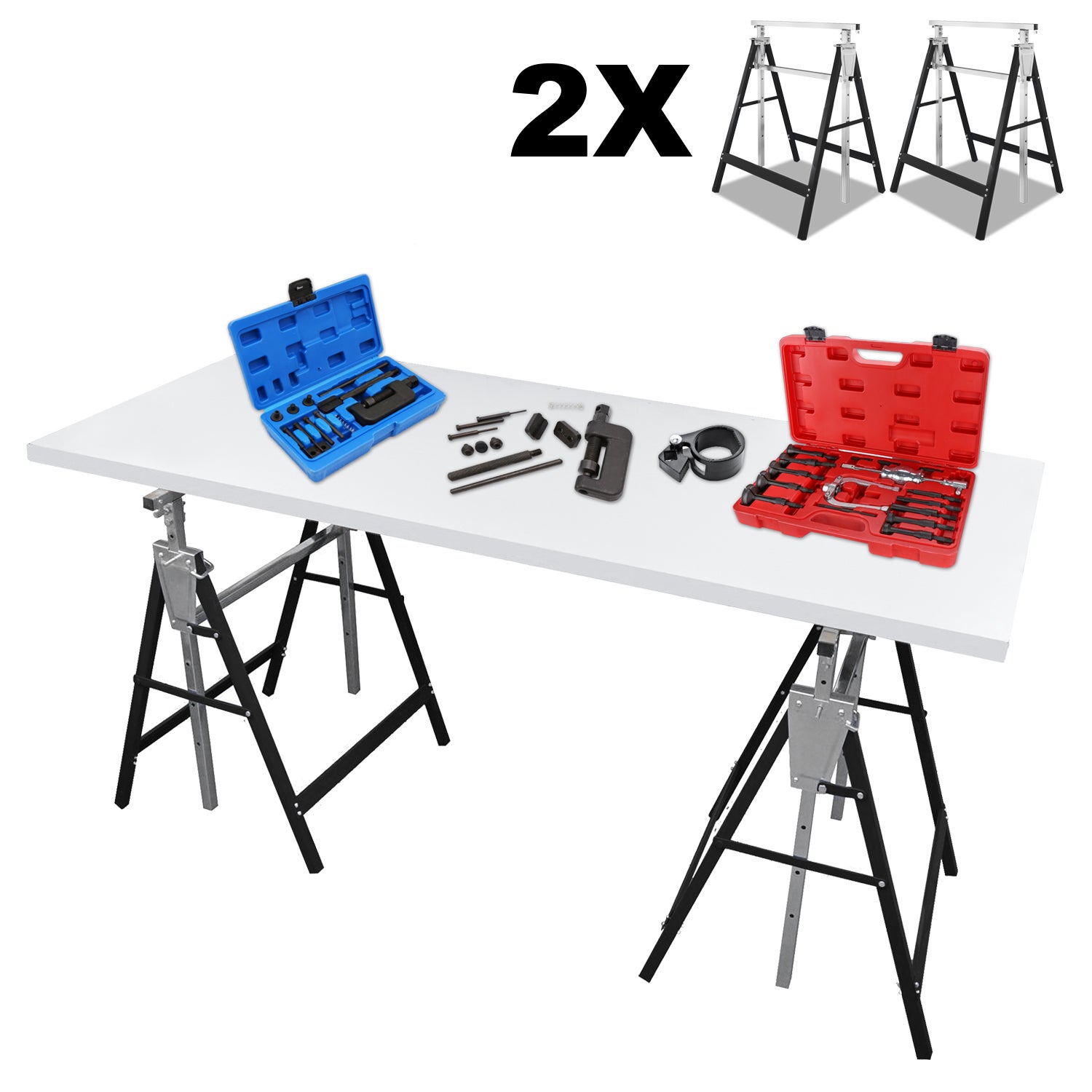 Tréteau télescopiques Set de 2 tréteaux réglables en hauteur 80-130CM ...