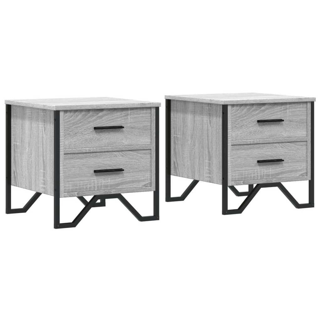 Table de chevet 2 pcs contrecollé en bois Sonoma gris 40x41x40 cm ...