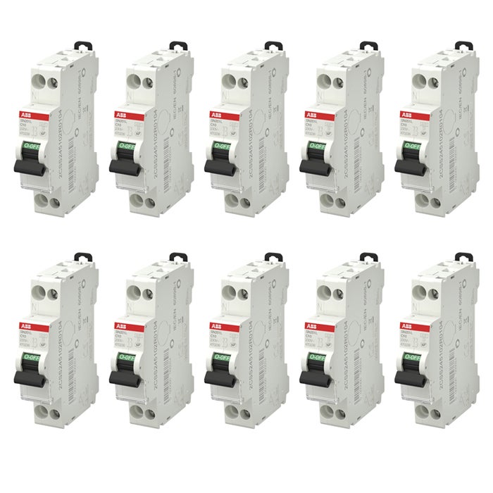 Disjoncteurs modulaires ABB, 10A, 4,5 kA, lot de 10, manette couleur ...